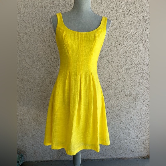 Nine West | Dresses | Nine West Yellow Fit And Flare Sleeveless Sun ...